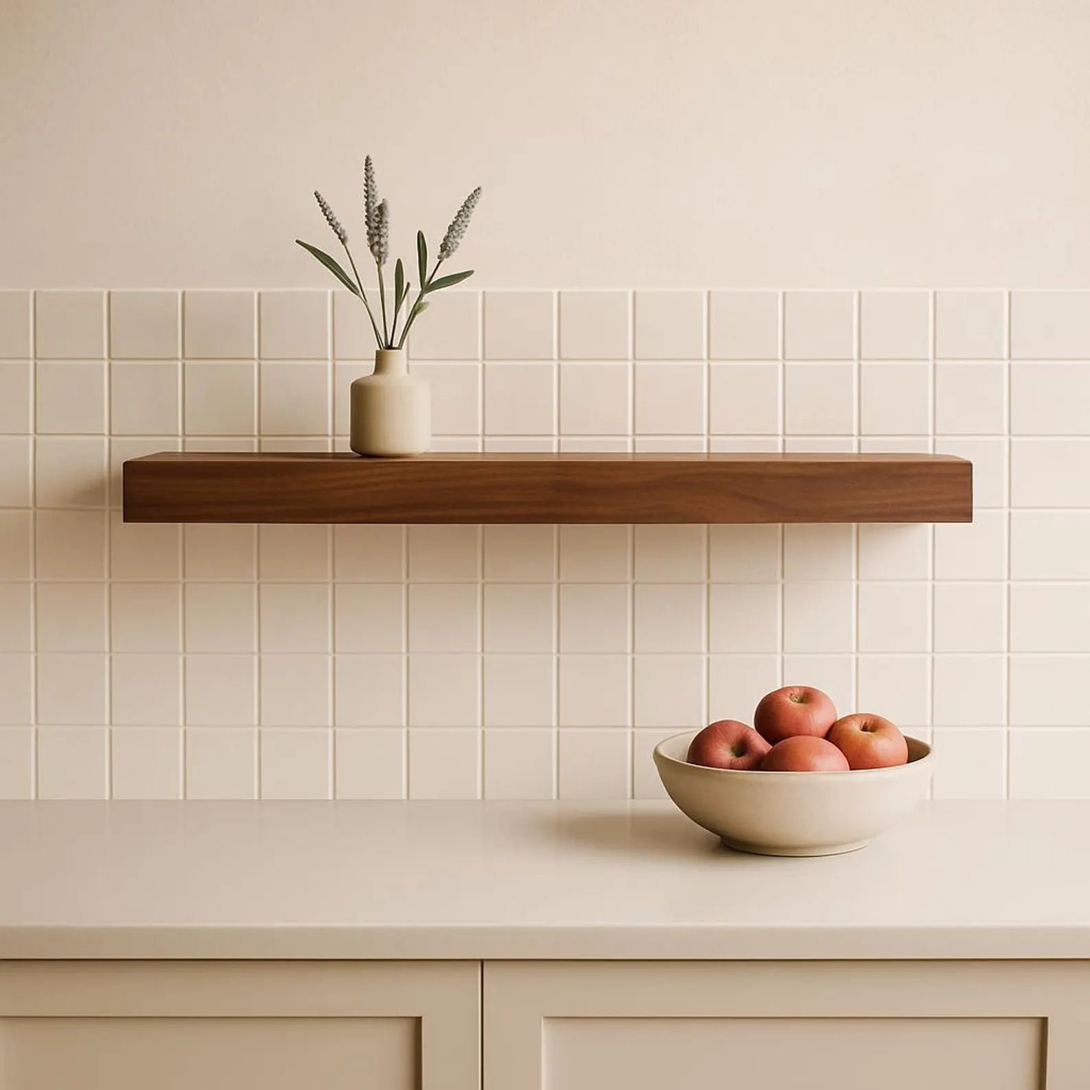 Solid Walnut Floating Shelf: Modern Home Decor, Hidden Metal Bracket ...
