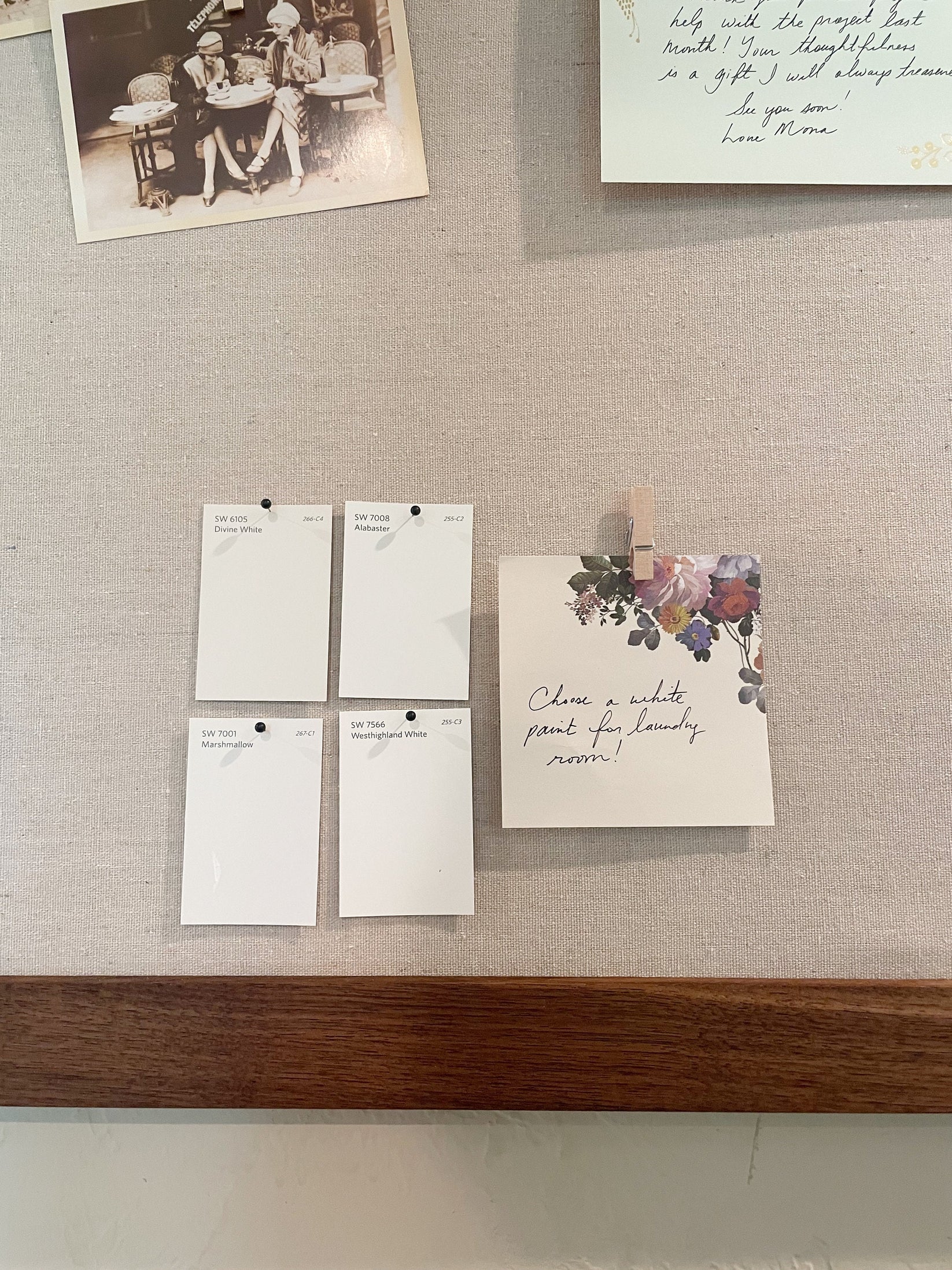 Modern Memo Board with Cotton Linen Fabric in a Wood Frame, Linen Mess ...
